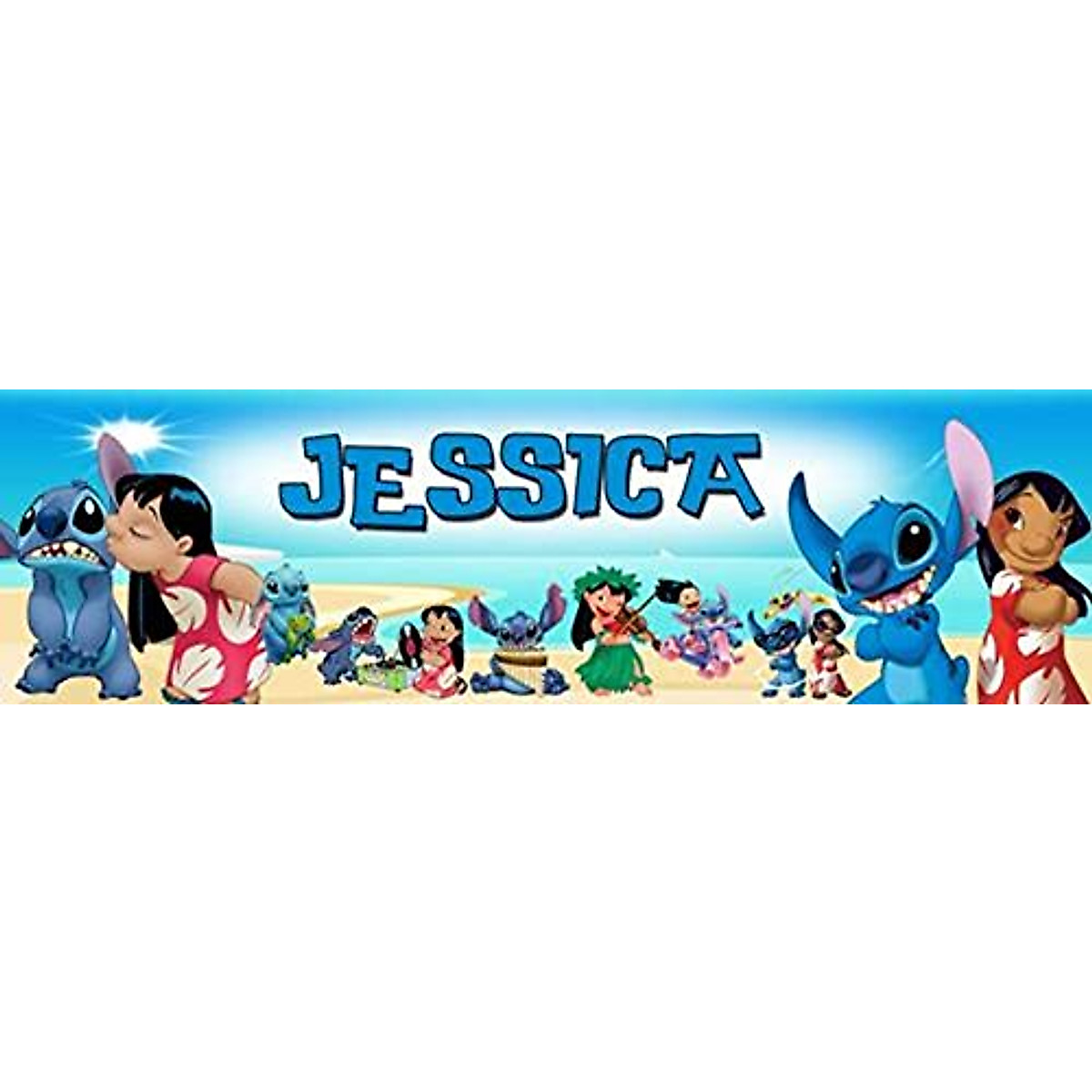 Lilo and Stitch - Personalized Birthday Name Poster with Custom Name On it, Border Mat and Frame Options