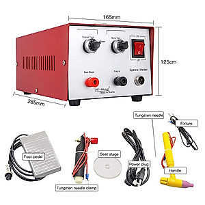 Spot Welding Machine, Portable Laser Welder Machine 110V Pulse Arc Welder for DIY Jewelry Repair Metal Aluminum Gold Silver Steel Spot Welder and Soldering, With Foot Pedal Tools, 30A Red