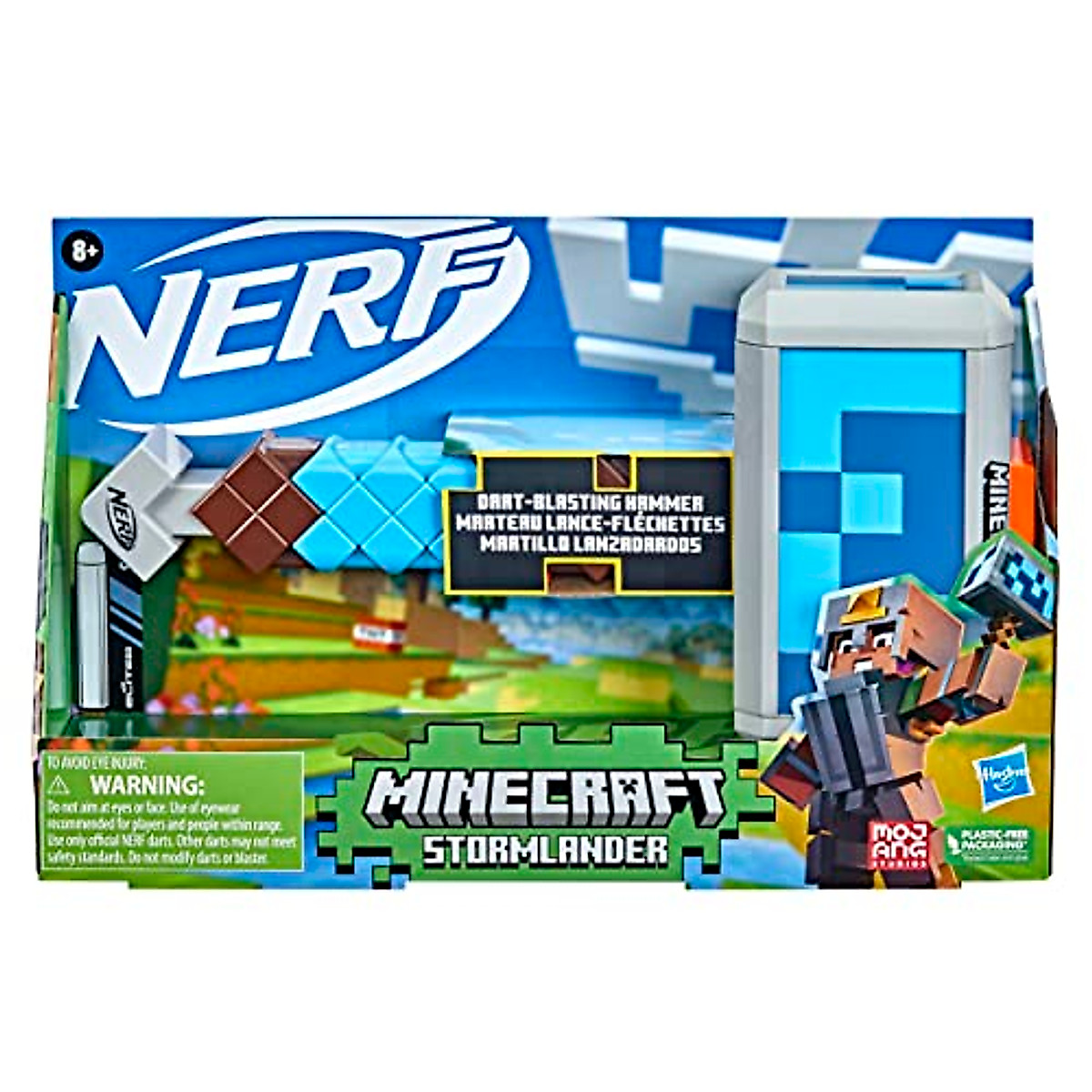 Nerf Minecraft Stormlander Dart-Blasting Hammer, Fires 3 Darts, Includes 3 Elite Darts, Pull-Back Priming Handle Multicolor 5010993948758