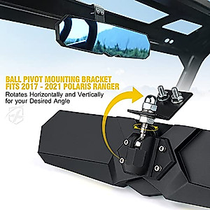 Xprite 13" UTV Ranger Rearview Center Mirror, COB LED Interior Lights & Rocker Switch, Aluminum Rear View Mirrors Compatible with 2017 2018 2019 2020 2021 Polaris Ranger 500 570 900 XP 1000 XP/Crew