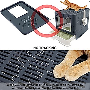 Bolux Foldable Cat Litter Box with Lid, Extra Large Litter Box with Cat Litter Scoop, Drawer Type Cat Litter Pan Easy to Scoop & Low Tracking (Dark Grey, 20" L x 16" W x 15" H)