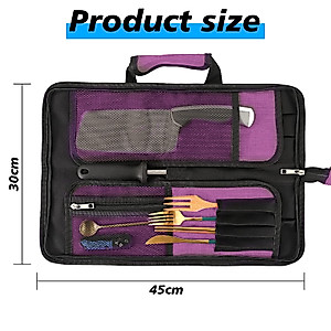 Chef’s Knife Roll Bag, Heavy Duty Oxford Chef Knife Bag, Portable 13 Slots Chef Knife Case , Multi-function Cutlery Knives Pouch Holder Knife Wrap Wallet Tool Roll for Home Kitchen Traveling Camping