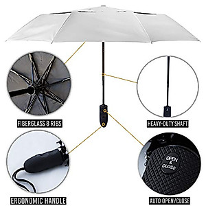 sungrubbies UV Travel Sun Umbrella Lightweight UPF 50 Auto Open Close, Compact Silver Vent Wind Resistant Travel Friendly