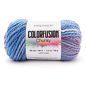 Premier Yarns Colorfusion Chunky Yarn - 3.5 Oz - #5 Bulky Weight - 3-Pack Bundle with Bella's Crafts Stitch Markers (Cotton Candy)