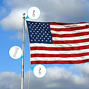 Flag Pole Rope Kit - 100ft Flag Pole Halyard Rope 1/4" Thick with 4 Pcs Zinc Alloy Swivel Snap Hooks for Flagpoles Up to 50ft, Double Braided Nylon Flagpole Line Rope Outdoor Flagpole Accessories