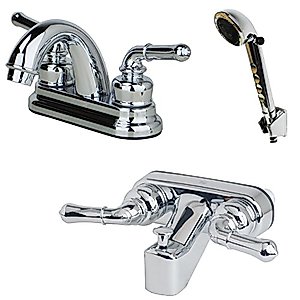 Laguna Brass 2001CP/3210CP/4120CP RV Bathroom and Tub Faucet with Matching Hand Shower Combo Chrome Finish