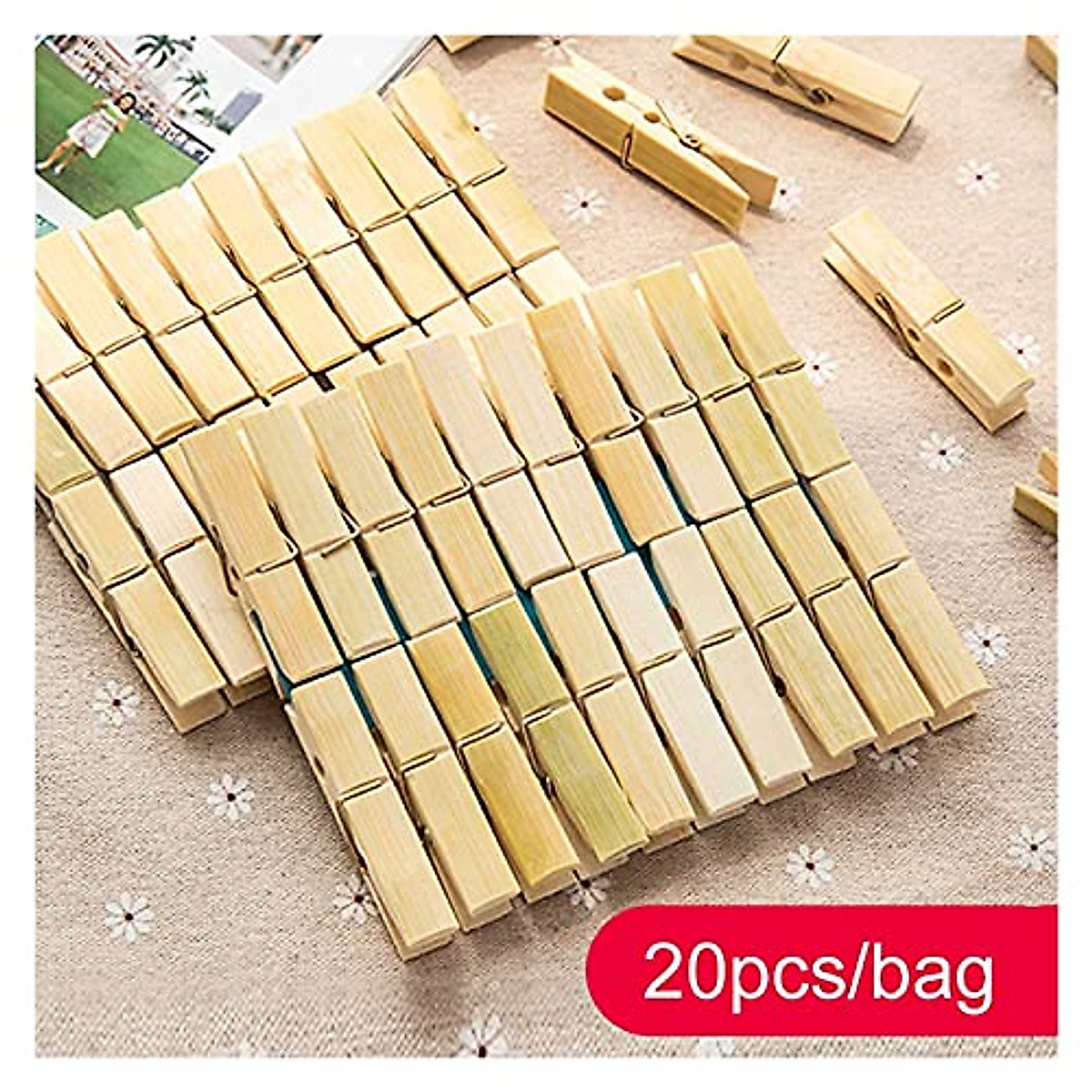 A+TTXH+L Wooden Clothes Pegs Natural Bamboo Clothes Peg Wooden Socks Bed Sheet Wind-Proof Pins Clothespin Craft Clips Household Clothespins (Color : 50Pcs)