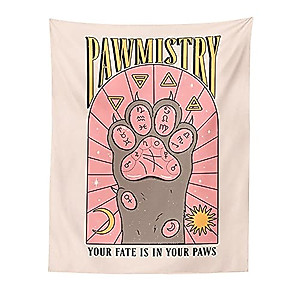 MBVBN Kawaii Wall Decor Pink Cat Paw Tapestry Kawaii Room Decor Kawaii Bedroom Decor (Pink)