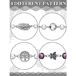 4 Pieces Vintage Sweater Shawl Clips Retro Cardigan Collar Clips Dress Shirt Brooch Clips for Women Wearing, 4 Styles(Pearl Butterfly Style)