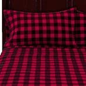 Mainstays Flannel Bedding Sheet Set, King, Red Plaid