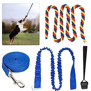 KLLOUZE Dog Bungee Tug Toy Hanging Dog Rope Toy Indoor Outdoor Pull Interactive Toys with 1 DIY Chew Rope for Small Medium to Large Dogs