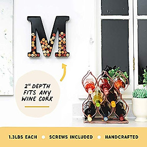 Metal Wine Cork Holder - Letters A to Z | Modern Housewarming Gift, Home Bar Decor, Wine Gift, Bridal Shower Gift, Engagement Gift | Large Wall Art | Home Décor