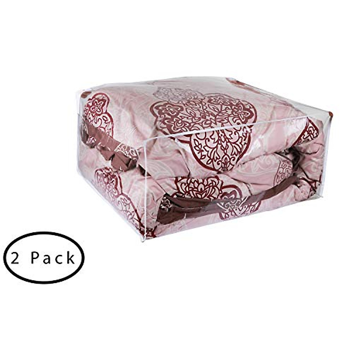 DiClavus Set of 2 Zippered Vinyl Storage Bag, 24x20x11 Inch, Clothes Bag Organizer, Space Saver PVC Comforter Clear Storage Bags for Blanket