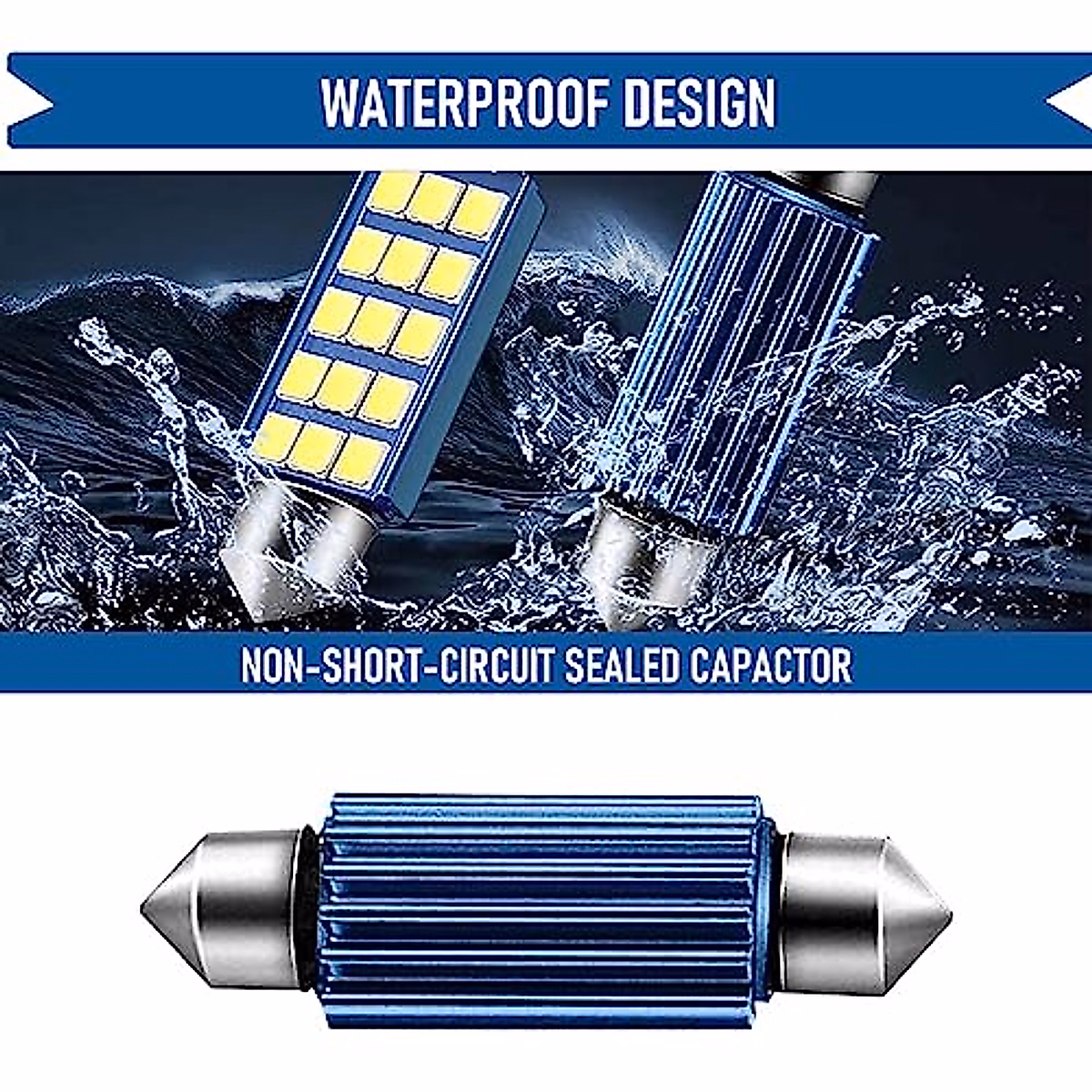 ZKFAR Pack-2 42mm LED Bulbs Extremely Bright, 3014 Chipsets 400LM for LED Interior Dome Map Door Lights Bulbs (White)