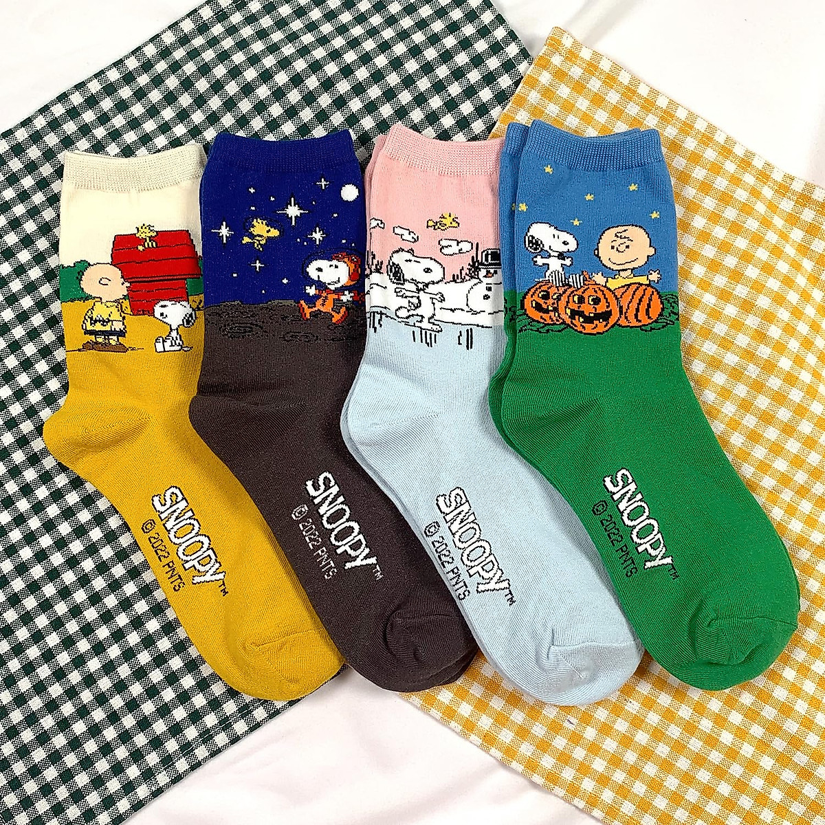Yolo Studio The Peanuts Snoopy Women and teen girls Licensed Socks Collection Cartoon Character Series Original Crew Socks (Peanuts-6)