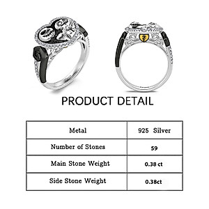 Jeulia Pumpkin King Skull Couple Round Cut Sterling Silver Ring Two Tone Halloween Mini Skull Band for Women Men Girlfriend Engagement Wedding Anniversary Valentine’s Day Birthday With Jewelry Box,