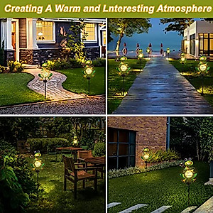 HEDAQI Outdoor Solar Frog Shape Stake Lights with Crackle Glass Globe, Metal Solar Powered Waterproof LED Pathway Ligths for Decor Garden Lawn, Backyard, Patio, Yard, Walkway
