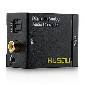 Musou Digital Optical Coax to Analog RCA Audio Converter Adapter with Fiber Cable
