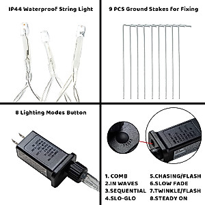 Joiedomi 345 LED Christmas Decoration Star Lights, 11.5Ft 8 Lighting Modes Decorative Tree Lights with Topper Star for Christmas Tree, Party Wedding Garden Yard Patio Xmas Outdoor Décor(Warm Whit)