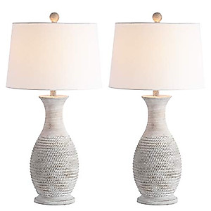 SAFAVIEH Lighting Collection Bentlee Rustic Grey 30-inch Bedroom Living Room Home Office Desk Nightstand Table Lamp Set of 2 (LED Bulbs Included)