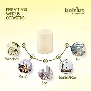 BOLSIUS 20 Count 1.6 x 2.4 Inch Ivory 'Small' Pillar Candles - 7 Burn Hours - Premium European Quality - Unscented Dripless and Smokeless Wedding, Party, Restaurant, & Special Occasion Candle Set