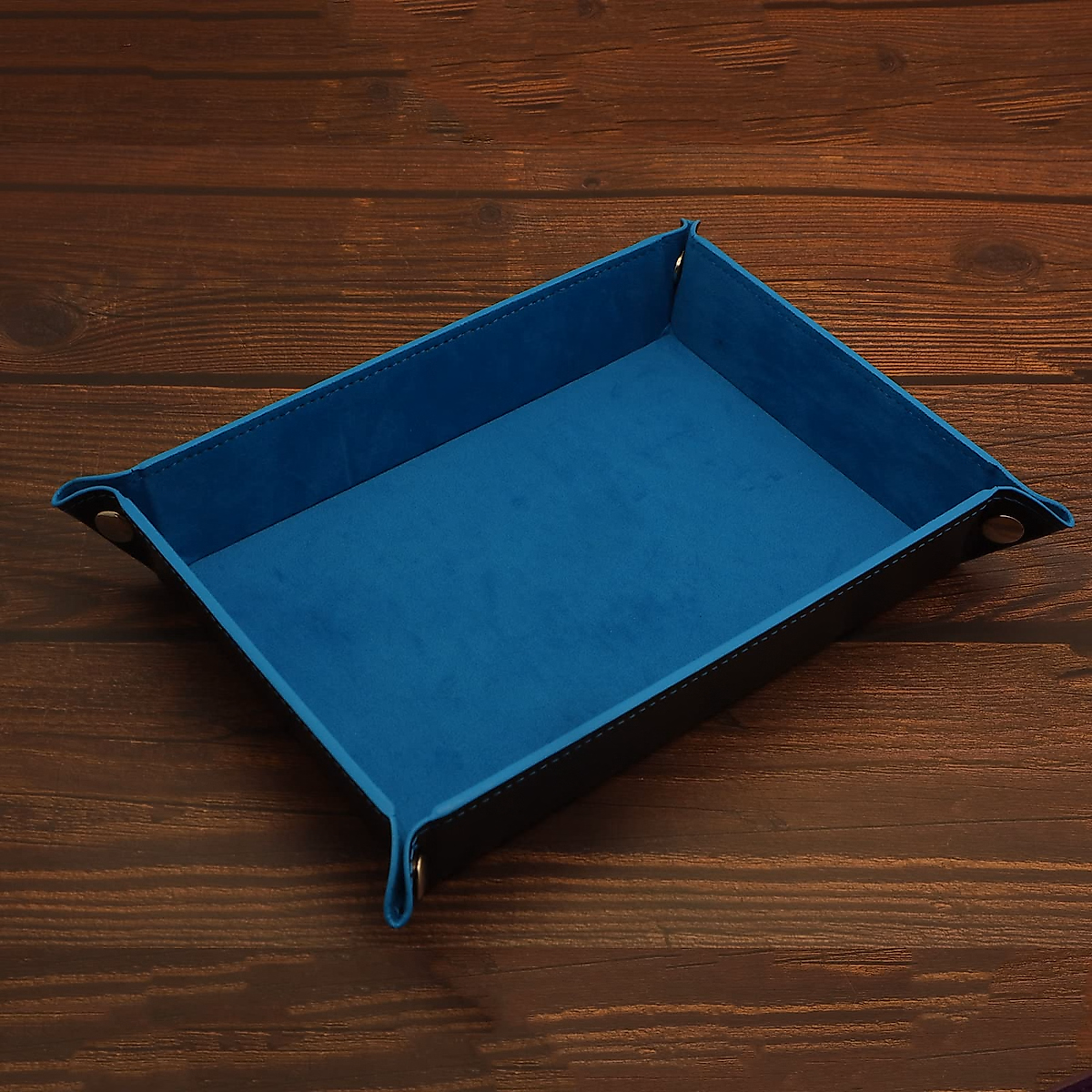 Socospace Valet Tray-leather and velvet,EDC Tray,Catchall Tray for Jewelry,Wallets,Watches,Key,Phones,Glasses, Perfect for Nightstand,Entryway Table,Desk,Key Tray,Home Decor（Blue）