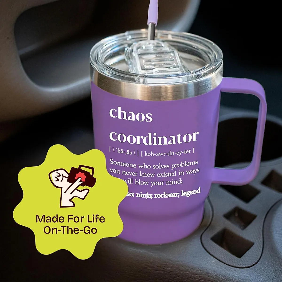 Chaos Coordinator Gifts for Women - Chaos Coordinator Tumbler Mug 20oz with Handle Purple Gifts for Women Boss Lady Gifts for Women Teacher Appreciation Gifts Baskets for Women Nurse Manager Gifts