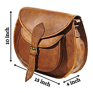 Satchel And Fable Handmade Women Vintage Style Genuine Brown Leather Cross Body Shoulder Bag Handmade Purse