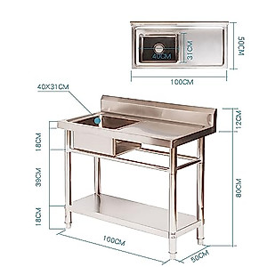 Commercial Stainless Steel Sink, With Bracket And Shelf, Integrated Sink For Kitchen And Home Use, 100CM