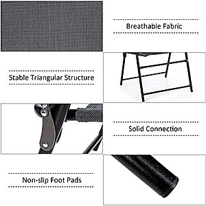 Safstar Patio Sling Chairs, Outdoor Folding Patio Chair Set w/Curved Armrest & High Backrest, Great for Garden Camping Yard Pool, Set of 4