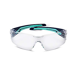 Bollé Safety SILEXPSI, Silex Safety Glasses Anti-Scratch/Anti-Fog, Black Blue Frame, Clear Lenses, Black & Blue, Universal