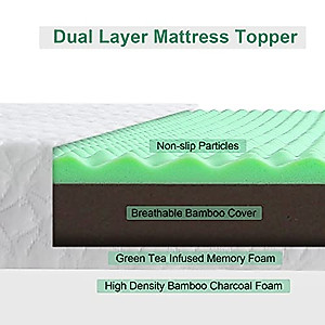 Full XL Mattress Topper, Medium Firm Memory Foam Mattress Topper with Bamboo Cover, 3-Inch Dual Layer Bed Topper Full Extra Long