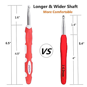 Ergonomic Crochet Hooks with Roll Felt Bag, Crochet Hooks Set for Arthritic Hands, Size from B to J