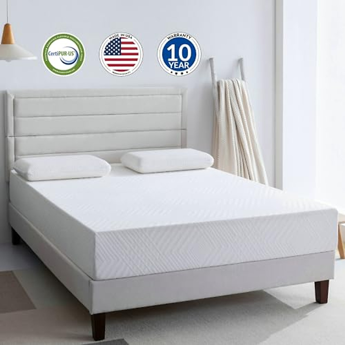 Ayoiow 10 King Mattress Memory Foam King Mattress, 10 inch Gel Memory Foam Mattress for A Cool Sleep, Bed in A Box, Green Tea Infused, Certipur-Us Certified