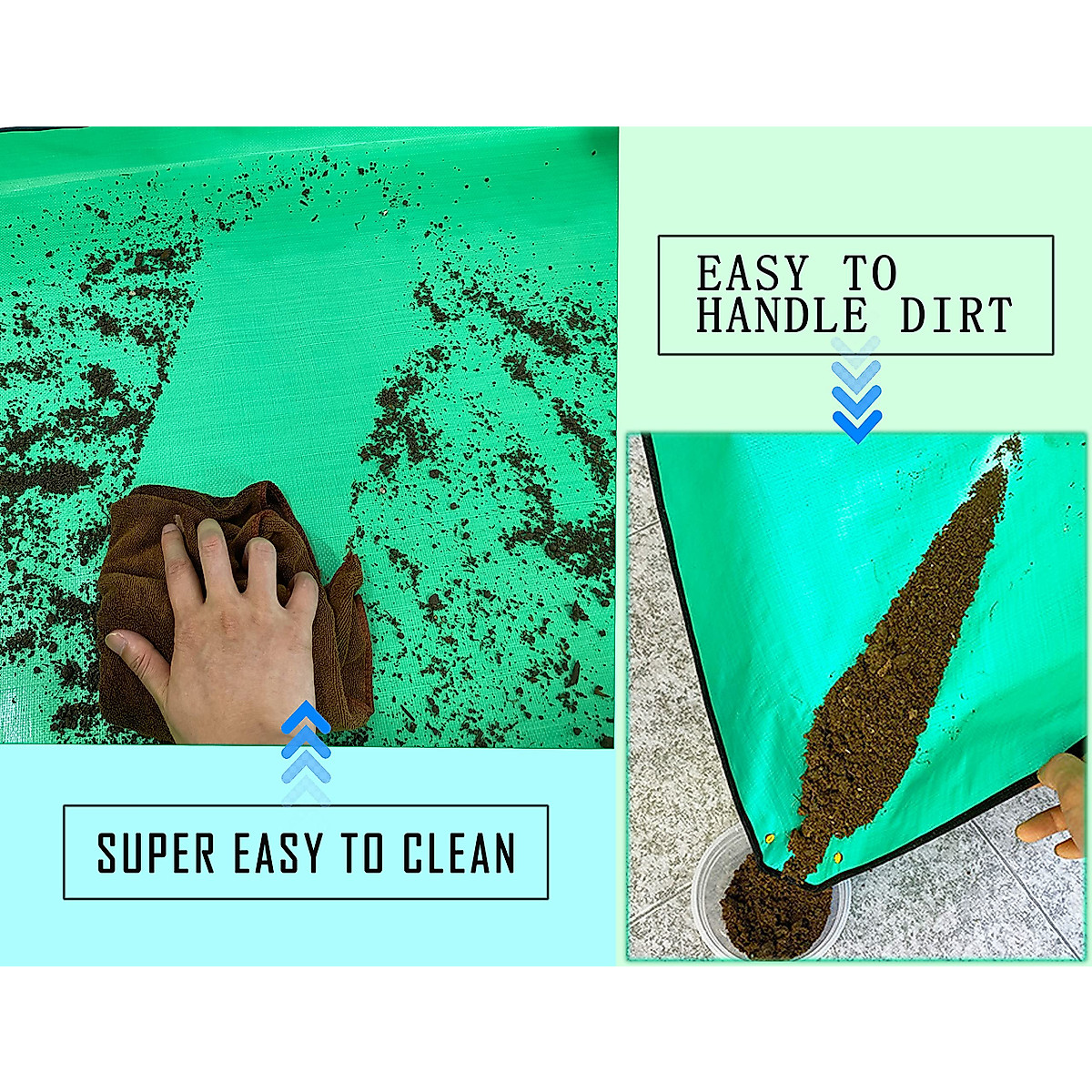 BIUWING Extra Large Plant Repotting Mat,Thickened Waterproof for Indoor Plant Transplanting and Mess Control,Foldable Succulent Portable Gardening Mat (43'*30',Green)