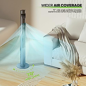 Magshion 47 Inch 3 Speeds Oscillating Quite Tower Fan with Remote Control for Indoor Home Bedroom (Gray)