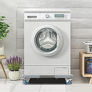 DOZAWA Telescopic Furniture Dolly with 4 Locking Wheels, Washing Machine Stand Refrigerator Base Moving Cart, Size Adjustable, Grey