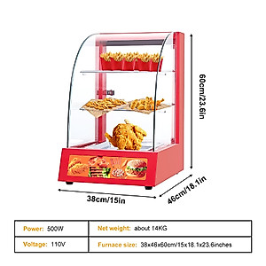 Food Warmer Display, 500w Commercial Food Warmer Display Pizza Warmer, 3-Tier Electric Countertop Food Warmer Stainless Steel Charcuterie Hot Warming Display, for Pizza, Pastries, Pies, Bread