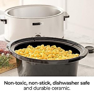 [NEW] MAGNIFIQUE Oval Slow Cooker with Keep Warm Setting - Perfect Kitchen Small Appliance for Family Dinners (White Manual, 6 Qt)