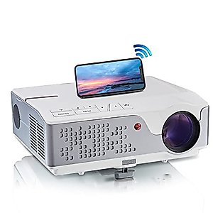 1080 Native Projector 6000 Lumen, Full HD Android Projector with WiFi Bluetooth, 300" Max Image, Side Projection & 4D Keystone Correction, Screen Mirroring / Casting, Compatible Smartphone TV Sticks