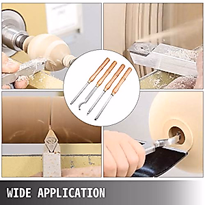 VEVOR Wood Turning Tools for Lathe 4 PCS Set, Carbide Lathe Tools with Diamond Shape, Round, Square Cutters, Turning Lathe Chisels with Comfortable Grip Handles Lathe Tools for Craft DIY Hobbyists