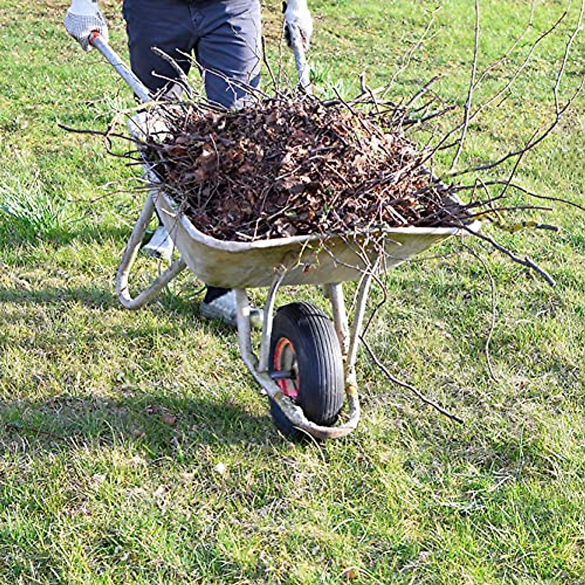 Wheelbarrow Tire 4.80/4.00-8 Flat-Free with 3/4 & 5/8 Wheel Bearing, 3-6" Hub 16" Solid Rubber Wheel Barrel Tires Non-Slip for Yard Cart Garden Wagon (Black)