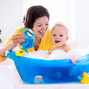 2 Pcs Bath Loofahs Kids Toddler Cute Cartoon Bath Sponges Loofah Bath Pouf Body Scrubber Mesh Loofah Sponges for Children Shower Washing Exfoliating (Animal)