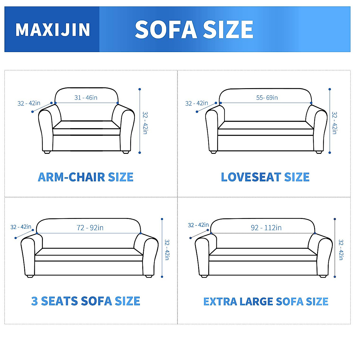 MAXIJIN Super Stretch Couch Cover for 3 Cushion Couch, 1-Piece Universal Sofa Covers Living Room Jacquard Spandex Furniture Protector Dogs Pet Friendly Fitted (Large, Black)