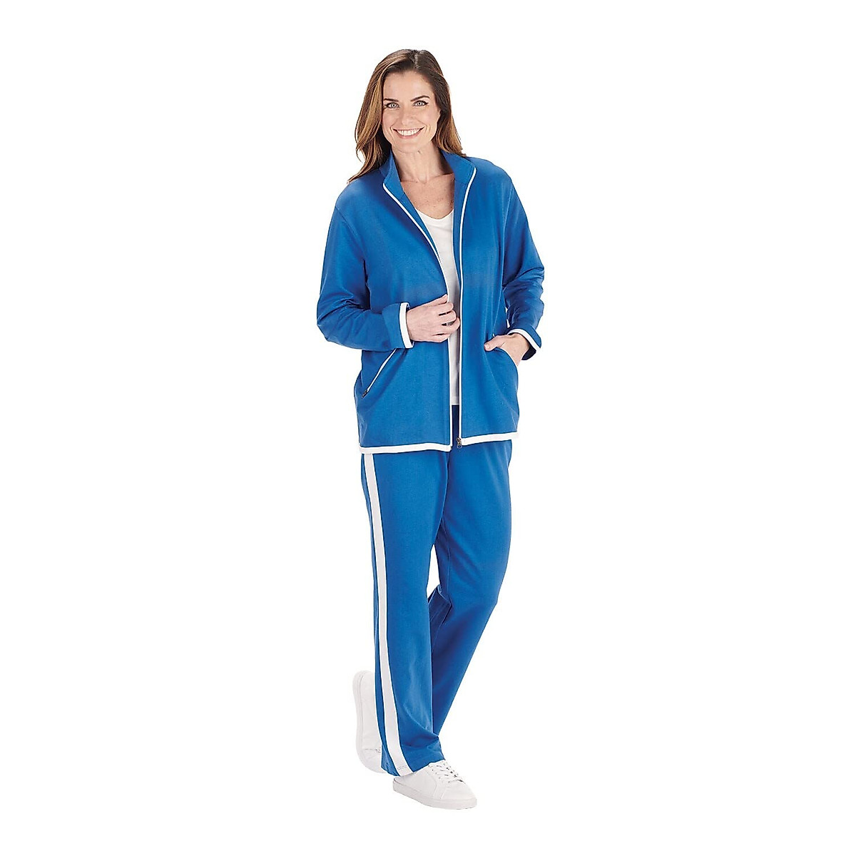 CATALOG CLASSICS Womens Sweat Suits 2 Piece Set Jogger Track Suits for Women Set, Royal, Large
