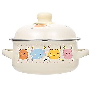 Angoily Porcelain Stockpot Flower Enamel Stock Pot Stockpot with Lid Enamel Coated Oven Stovetop for Soup Chicken Pot Roast Kitchen Cookware 16cm Ceramic Soup Pot