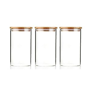 Sweejar 40 oz Glass Canisters with Airtight Bamboo Lid(set of 3), Food Storage Jar for Kitchen, Dry Food Containers for Serving Tea, Coffee, and More