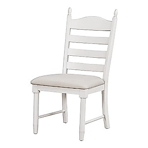 POCIYIHOME 5-Piece Retro Functional 42"-58" Wood Round Extendable 4 Upholstered Chairs, Set of 5, Family Dining Table Set for Restaurant, Kitchen (Antique White)