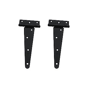 Hordion 2Pcs Heavy Duty T Strap Hinges, 8 Inch Gate Hinges, Matte Black Barn Door Hinges, Iron Tee Hinge Shed Door Hinges Rustproof, Outdoor Hinges for Wooden Fences, Farmhouse, Yard (with Screws)