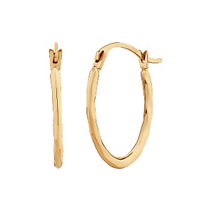 Welry Oval Twisted Hoop Earrings for Women, 14K Yellow Gold, Jewelry Gift Idea, 16mm